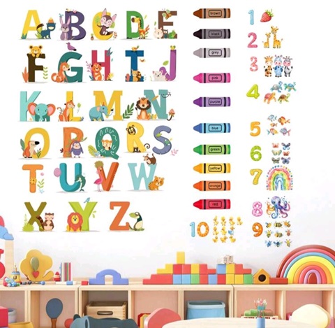 STICKER EDUCATIV , DECORATIV PENTRU PERETE , ALFABET SI NUMERE – COD ...